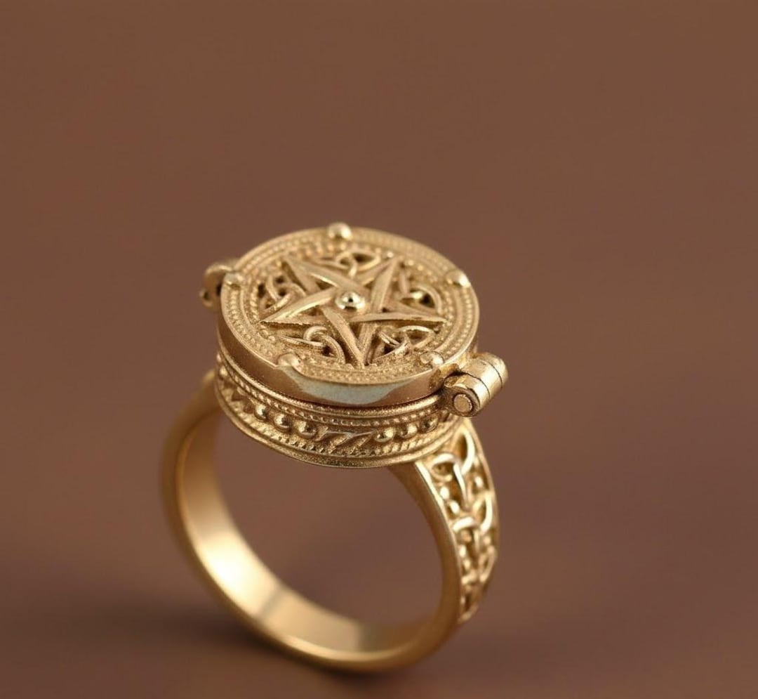Vintage Poison Box Ring Gold | Secret Compartment Ring | Gothic ...
