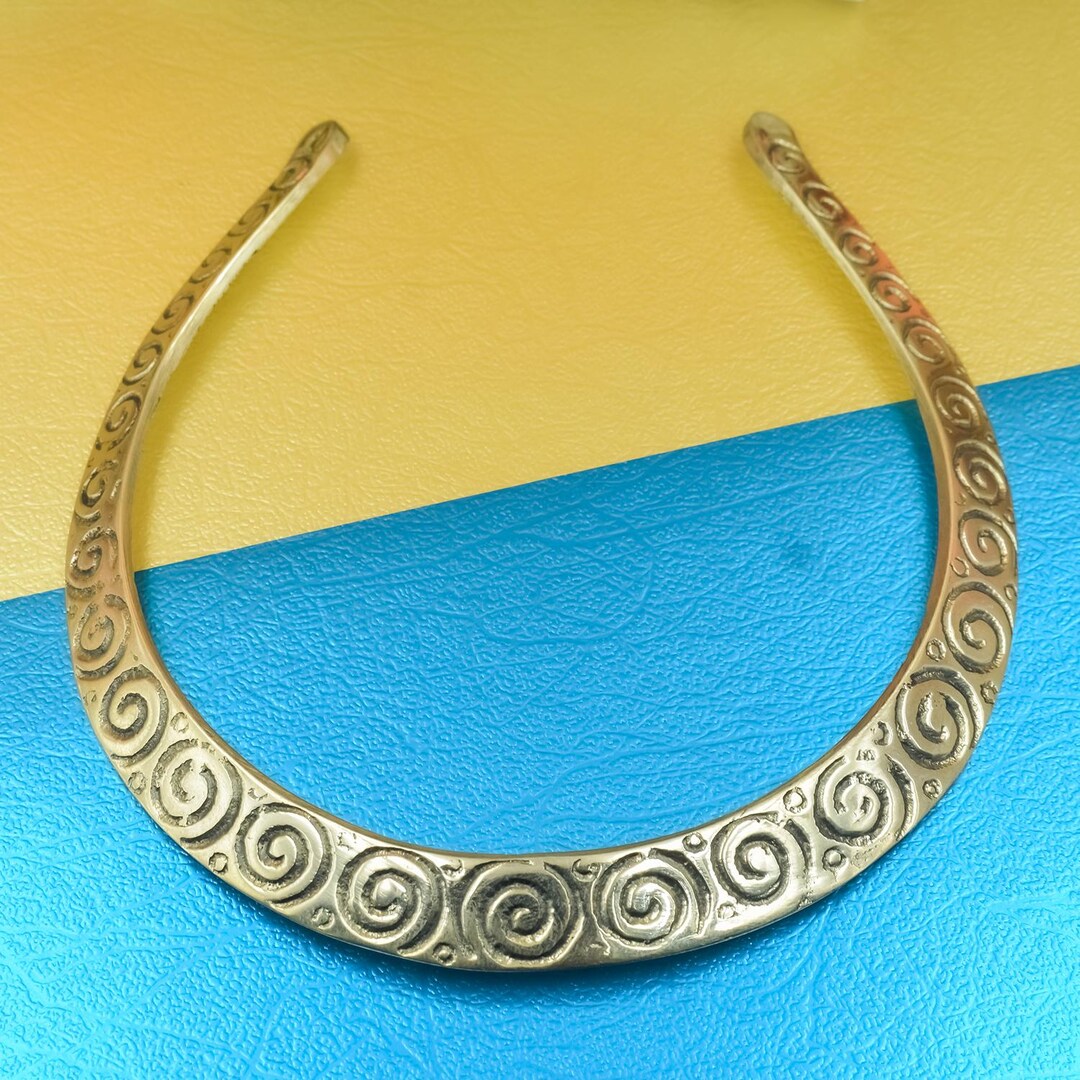 Spiral Pattern Brass Torque Necklace | Handmade Tribal Choker for Women ...