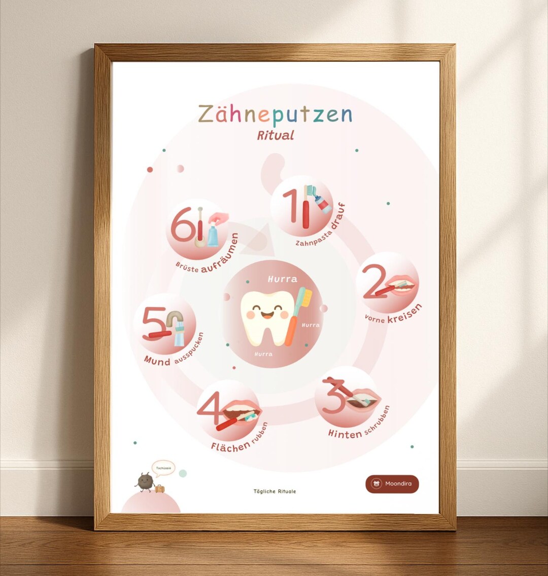 Printable Poster: Brushing Teeth | Pink | Toothbrushing Ritual Poster ...