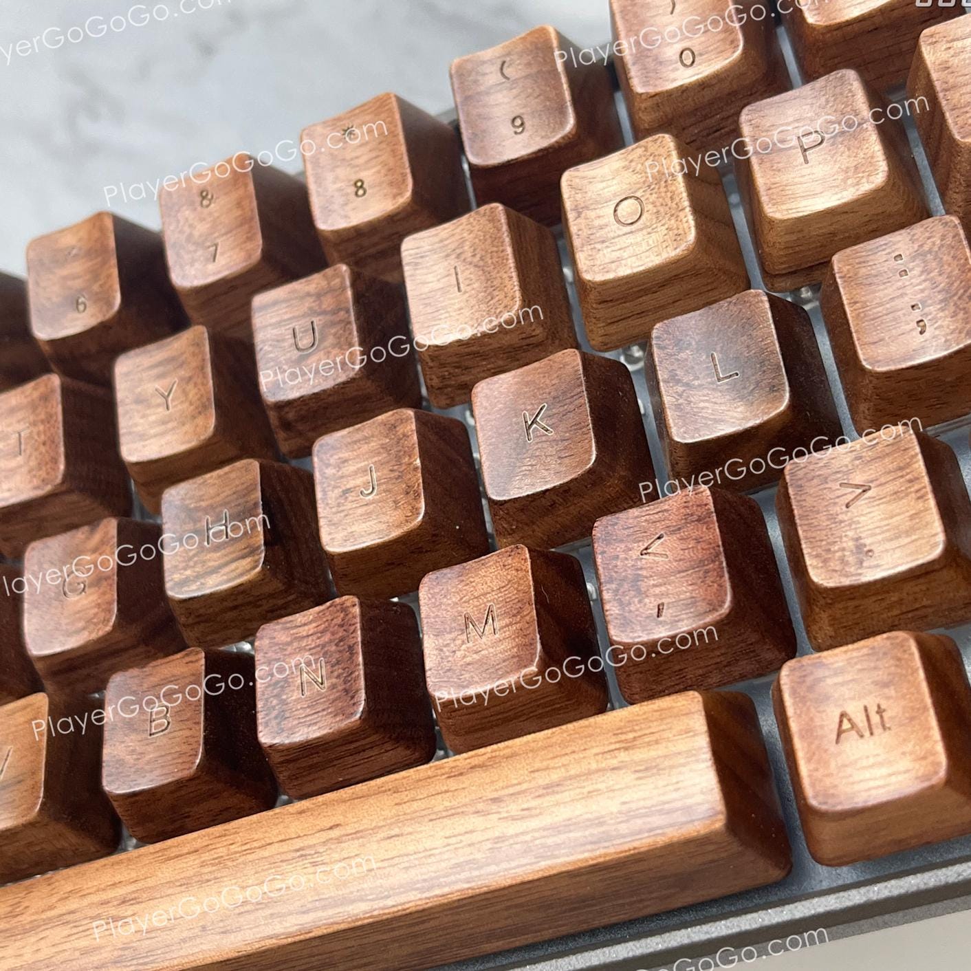 Real Rosewood / Walnut Wood Keycap Set, Custom 61 / 87 / 96 / 108 ...