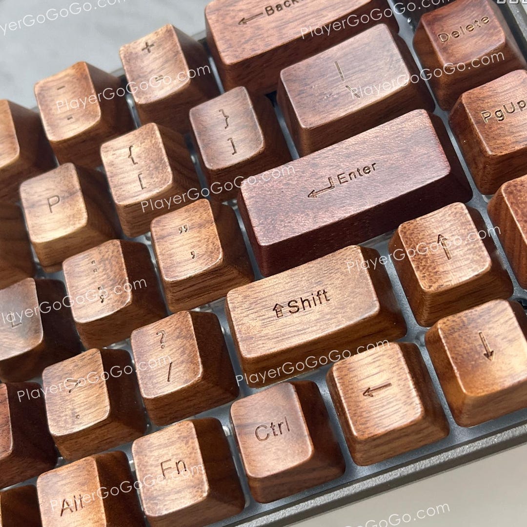 Real Rosewood / Walnut Wood Keycap Set, Custom 61 / 87 / 96 / 108 ...