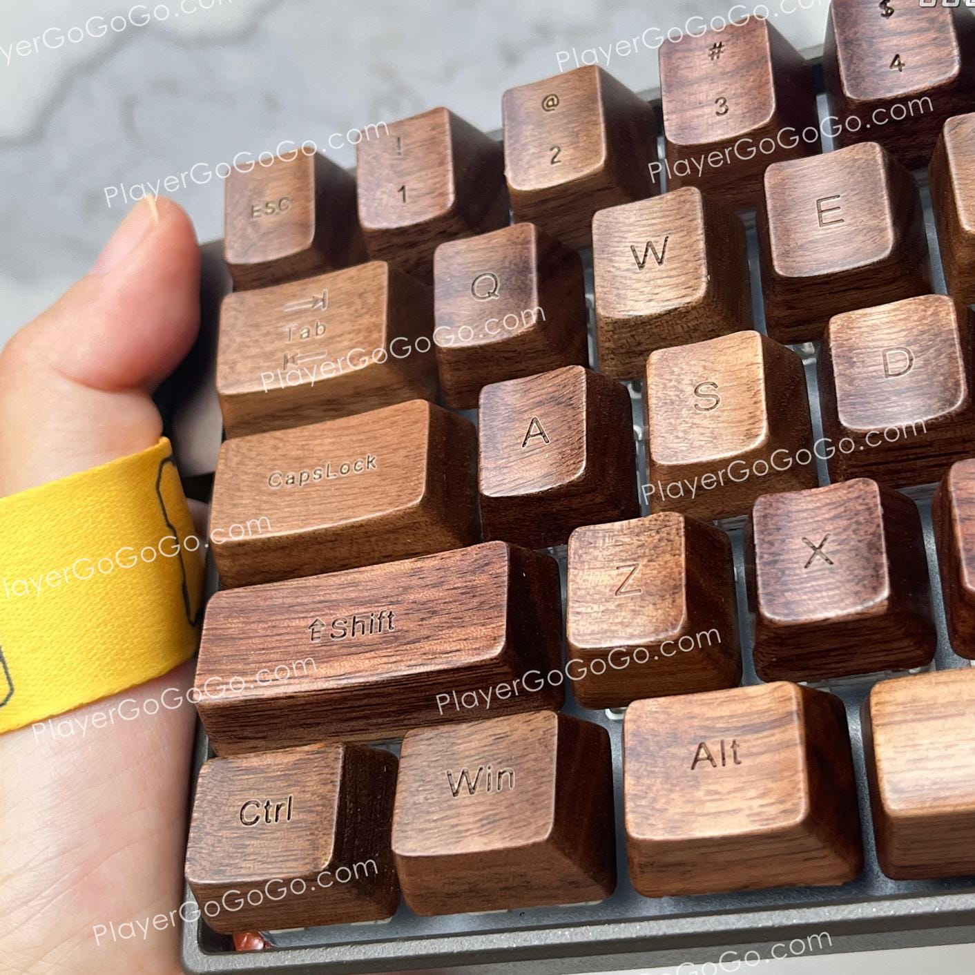 Real Rosewood / Walnut Wood Keycap Set, Custom 61 / 87 / 96 / 108 ...