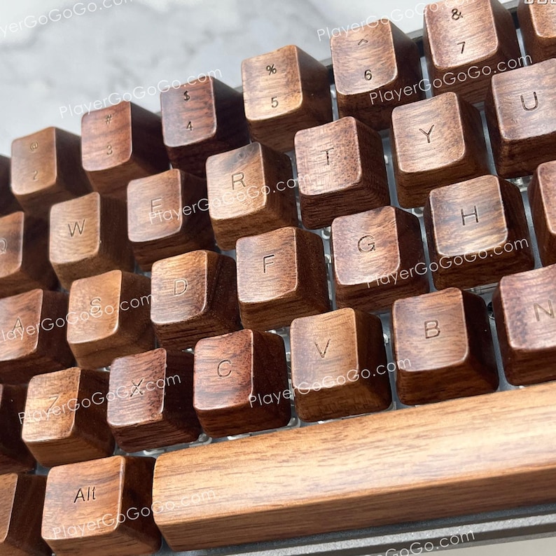 Real Rosewood / Walnut Wood Keycap Set, Custom 61 / 87 / 96 / 108 ...