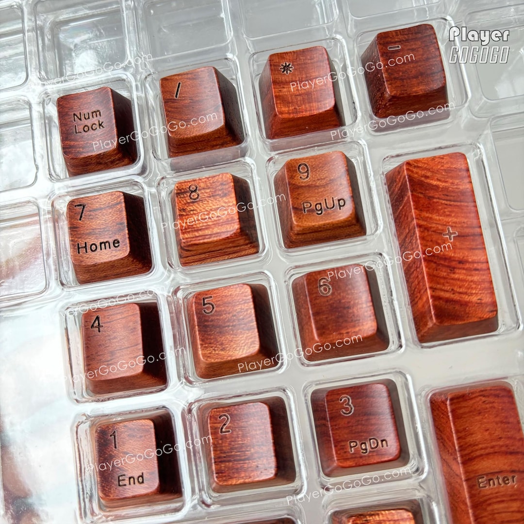 Rosewood / Walnut Wood Keycap Set of 17/21, Vintage Style Wood Keycaps ...