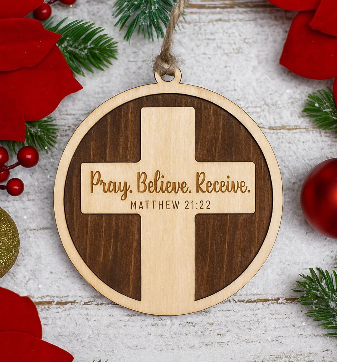 Laser Engraved Wooden Cross Ornament | Religious Keepsake - Etsy