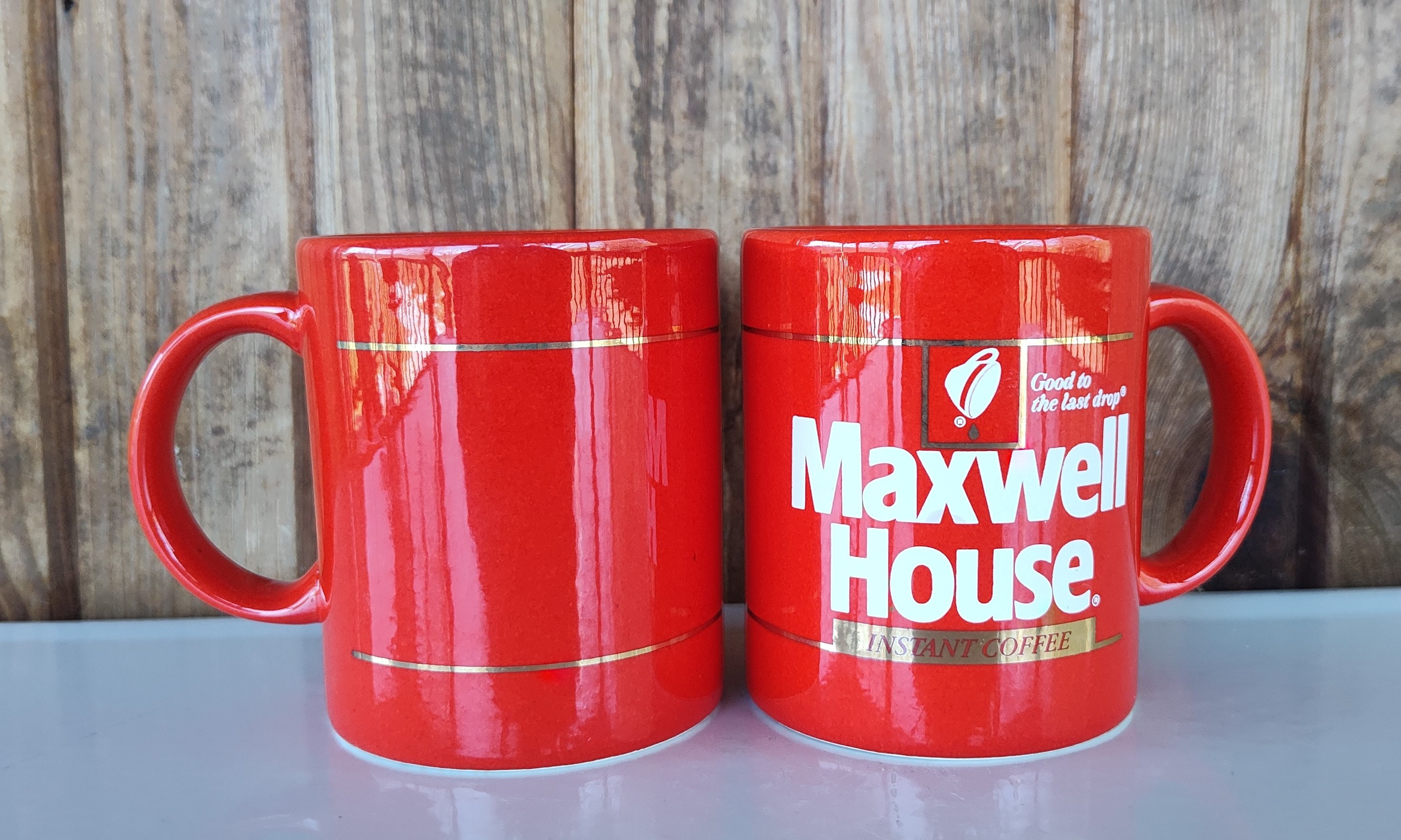 Vintage Maxwell House Coffee Mugs, Red Maxwell House Instant Coffee ...