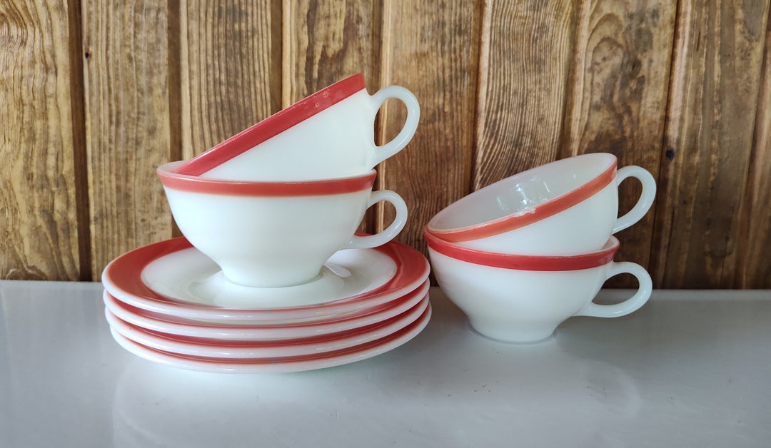 Vintage Pyrex Pink Flamingo Cups and Saucers, Pyrex Cups and Saucers ...