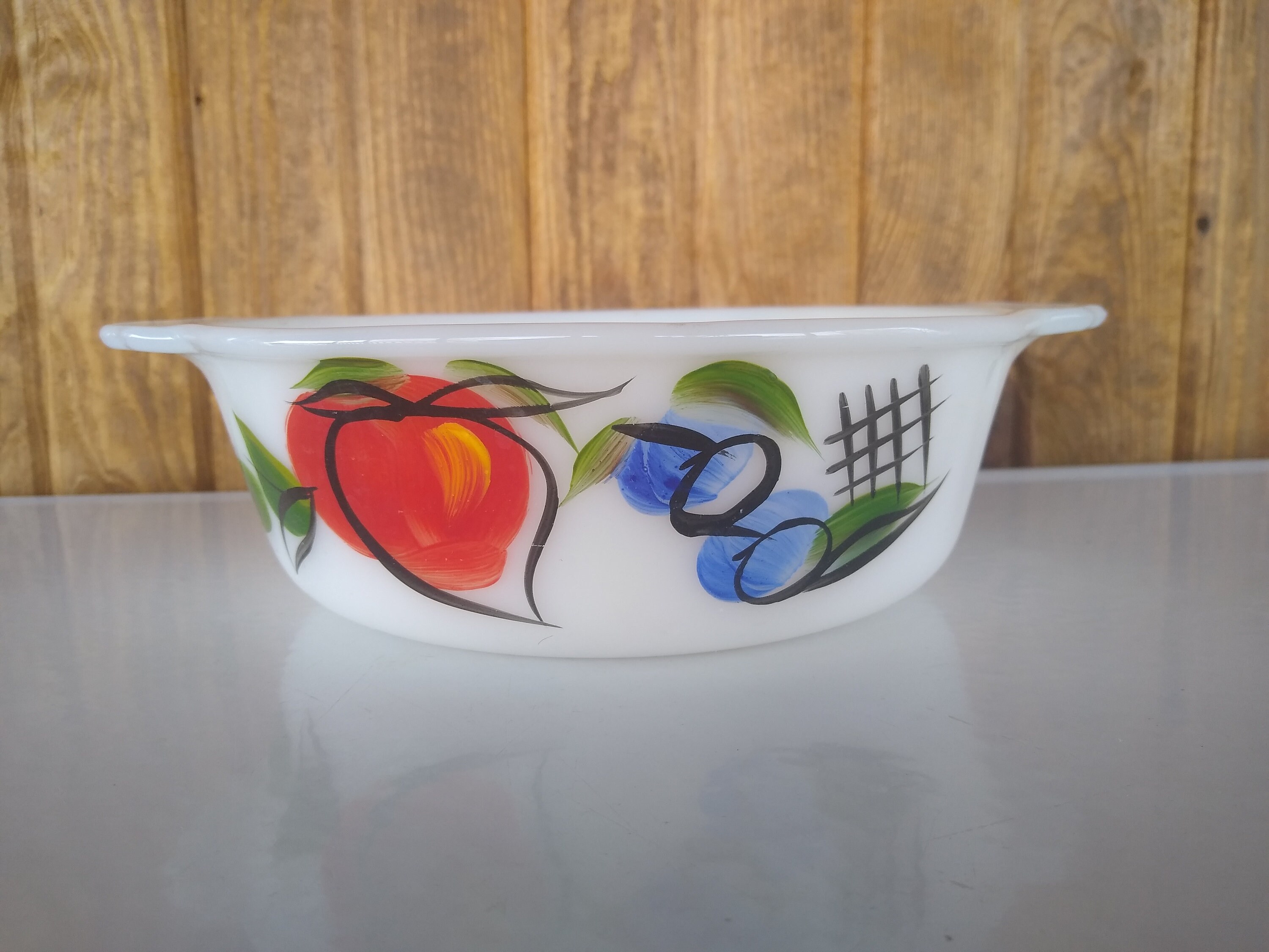 Vintage Fire King Gay Fad Bowl, Fire King Casserole Dish, Milk Glass - Etsy