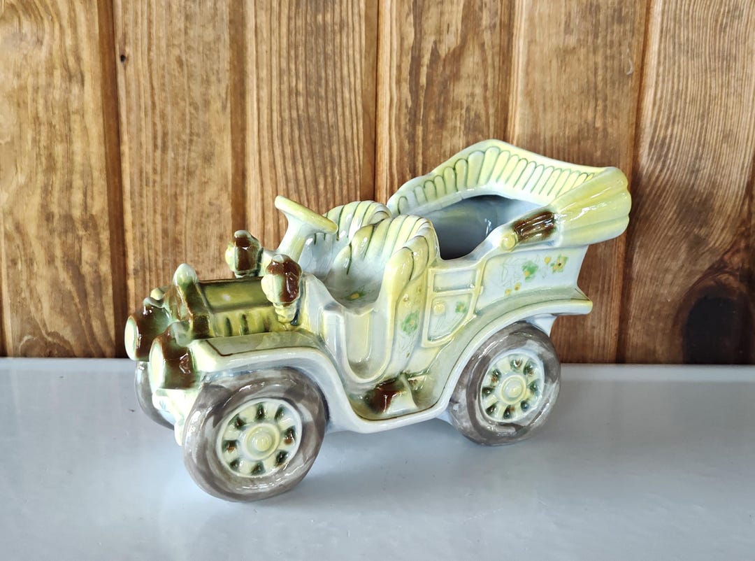 Vintage Ceramic Car Planter, Old Fashioned Vehicle, Succulent Planter ...