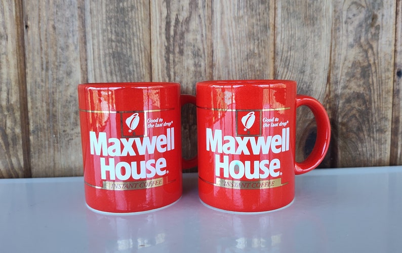 Vintage Maxwell House Coffee Mugs, Red Maxwell House Instant Coffee ...