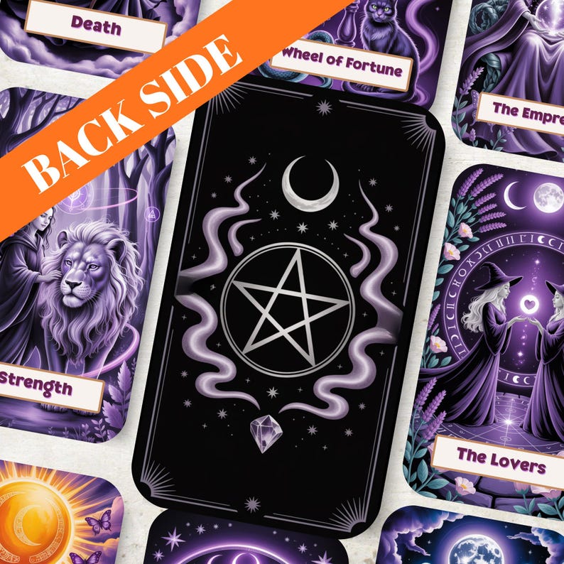 Purple Witch Tarot Deck 78 Cards – Digital Download Tarot Cards With ...