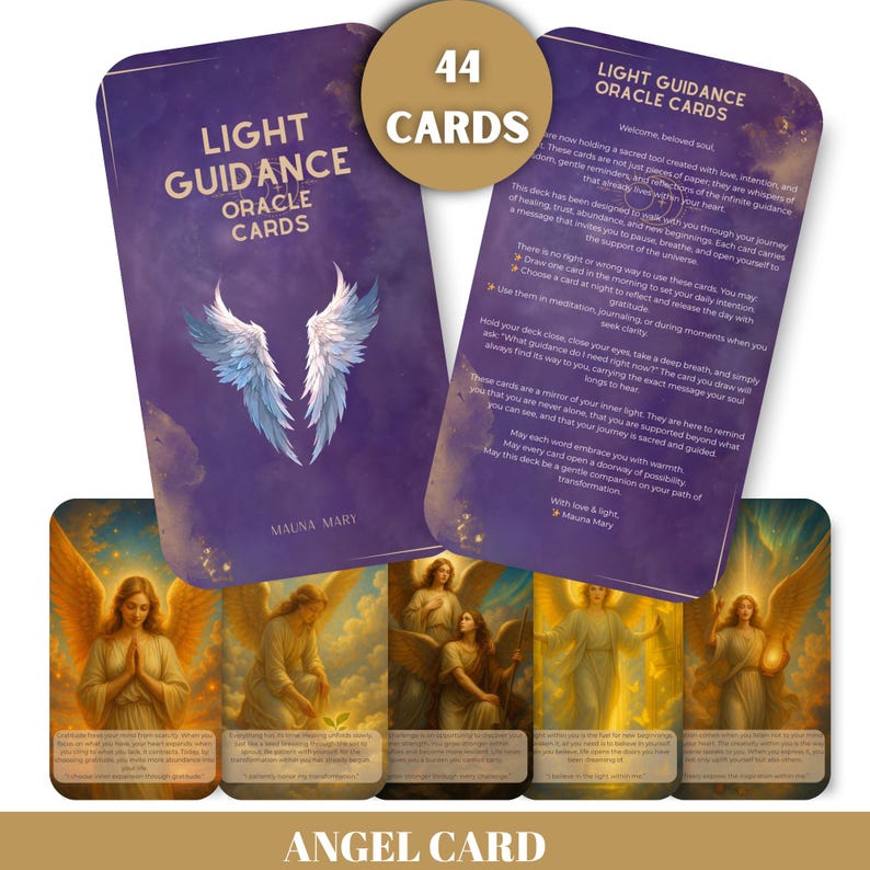 Cartas del Oráculo de los Ángeles Guía de Luz: 44 cartas digitales con ...