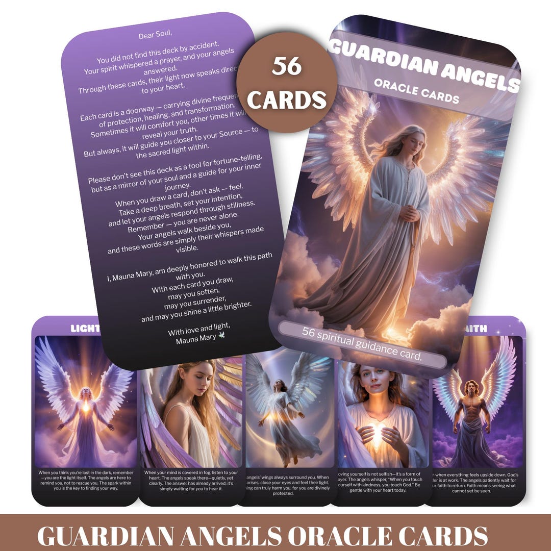 Guardian Angels Oracle Cards – 56 Angel Guidance Deck for Spiritual ...