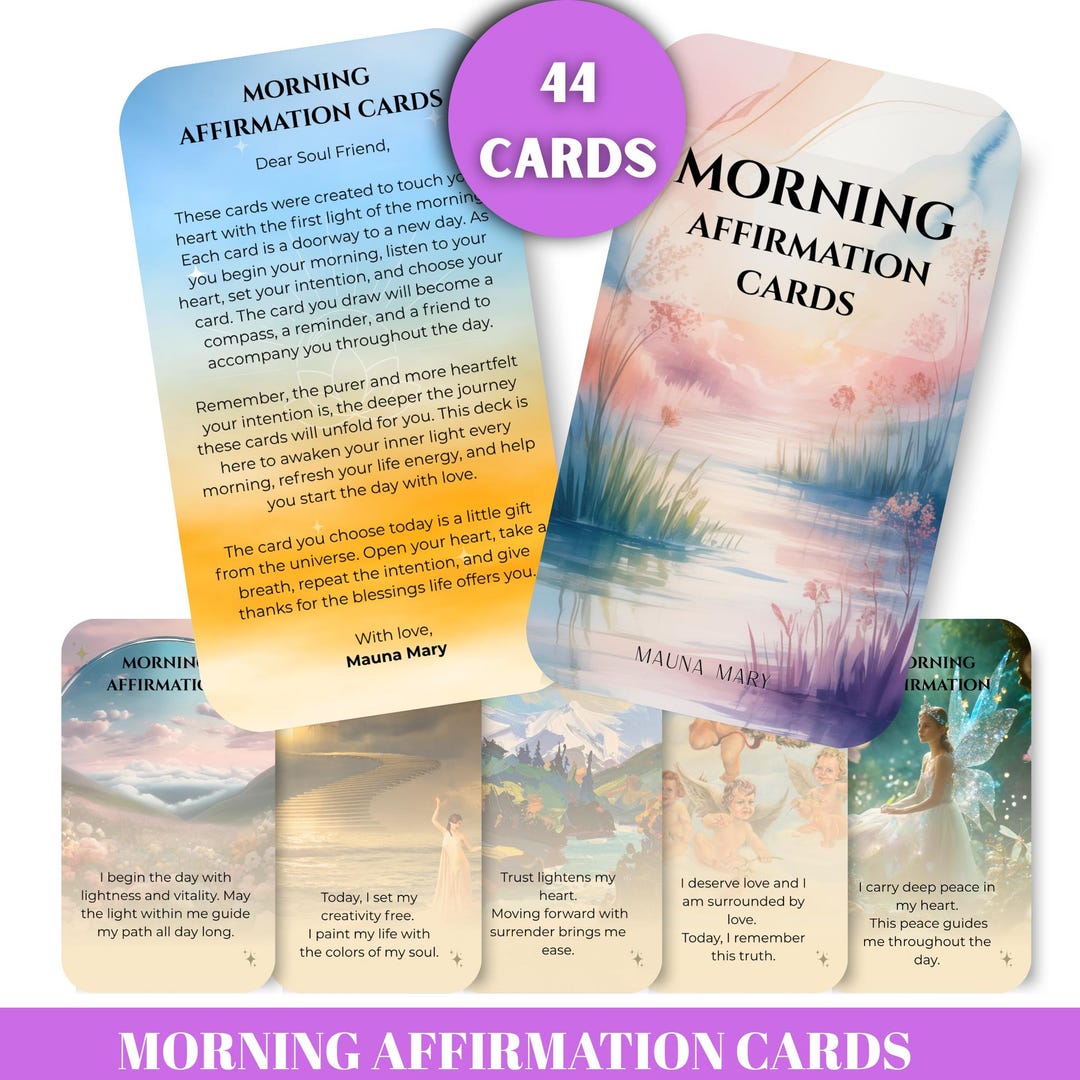 Morning Affirmation Cards – 44 Printable Daily Mindfulness Deck for ...