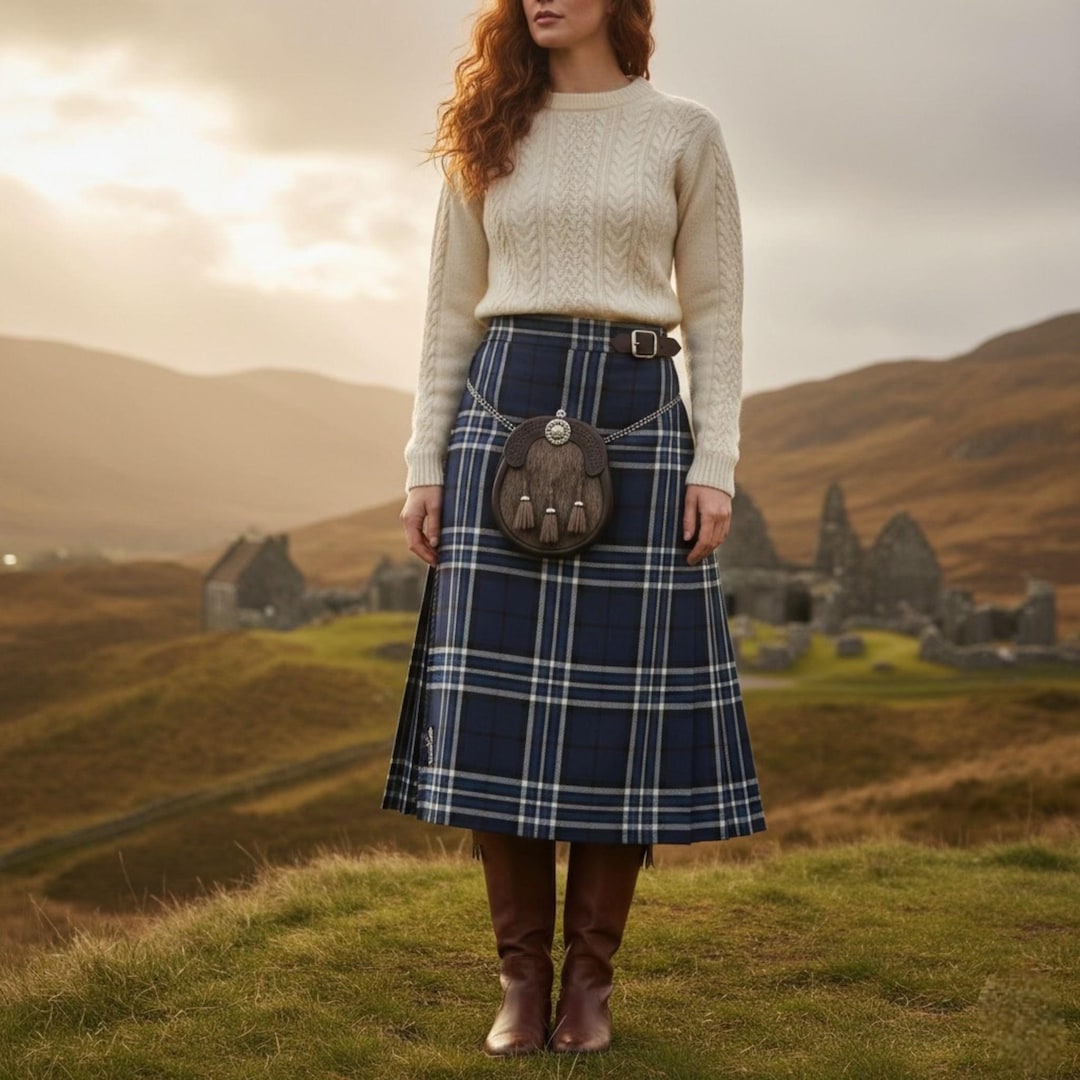 Ladies Long Tartan Kilt Skirt Back Pleated Long Tartan Maxi Women Skirt ...