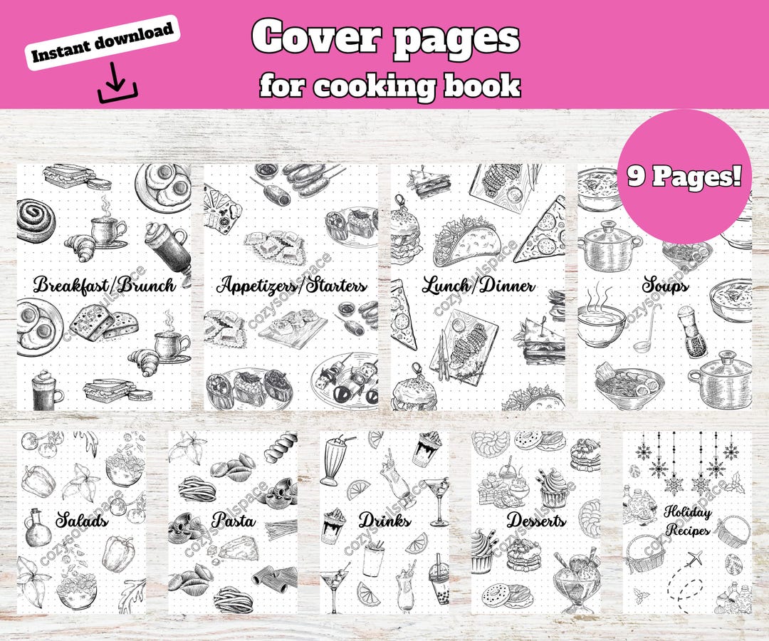 Cooking Book Cover Pages | 9 Printable Coloring Covers for Recipe ...