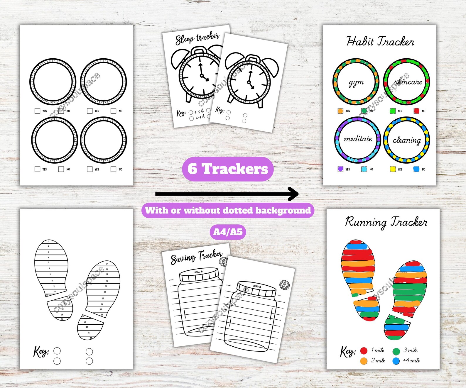 Printable Trackers Bundle | Sleep, Steps, Savings & Habit Trackers ...