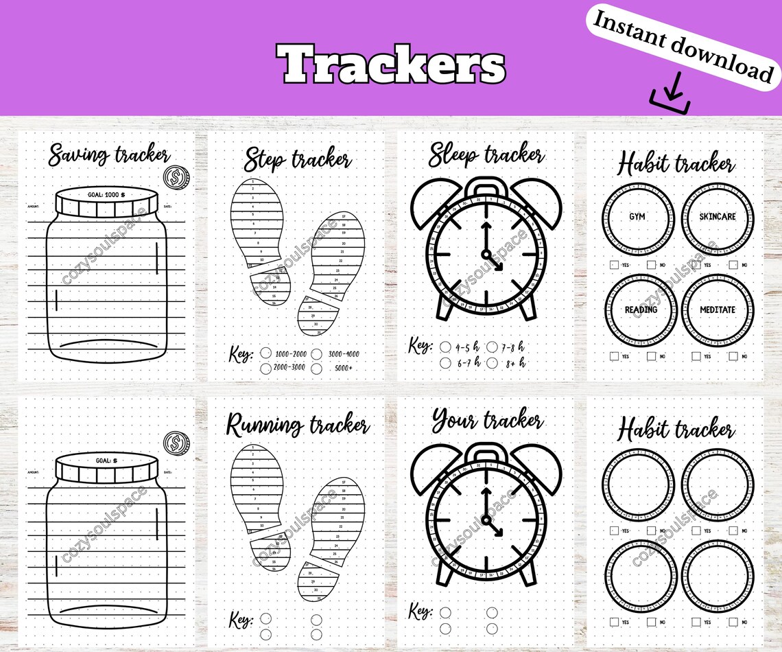 Printable Trackers Bundle | Sleep, Steps, Savings & Habit Trackers ...
