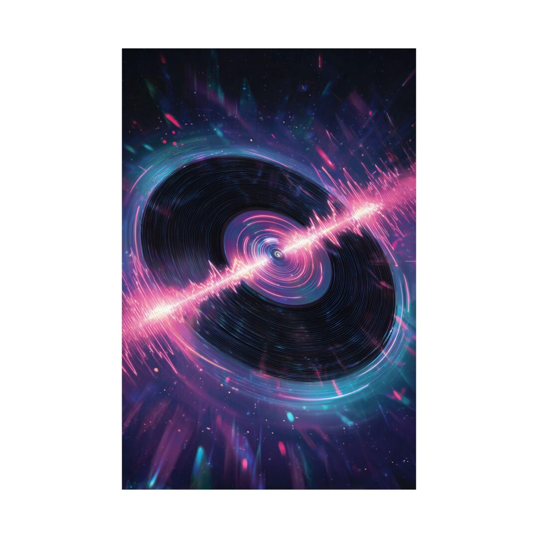 Neon Vinyl Record Print: Sound Wave Art, Music Room Decor - Etsy