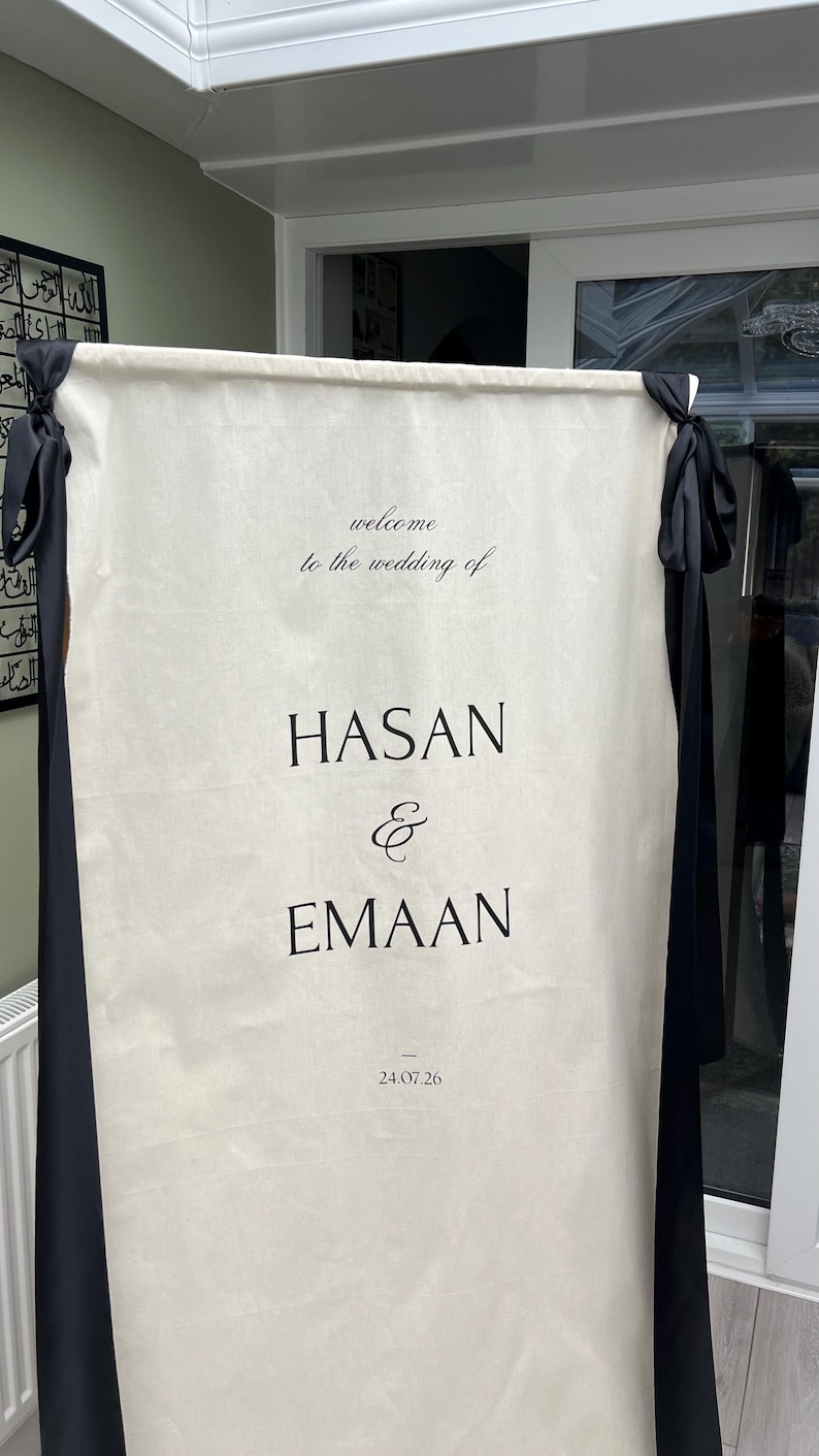 Personalised Linen Welcome Sign for Weddings, Engagements and Parties ...