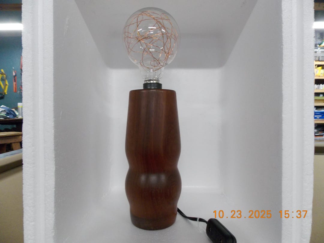 Solid Wood Lamp With a Fairy Tale Bulb - Etsy
