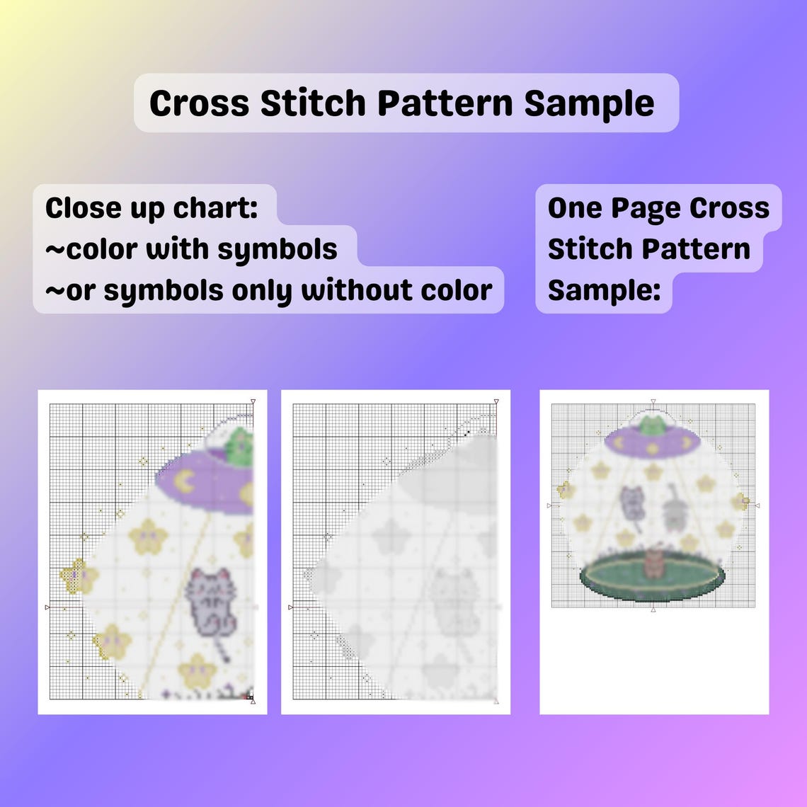 UFO Alien Cat Abduction Funny Counted Cross Stitch Pattern (PDF Digital ...