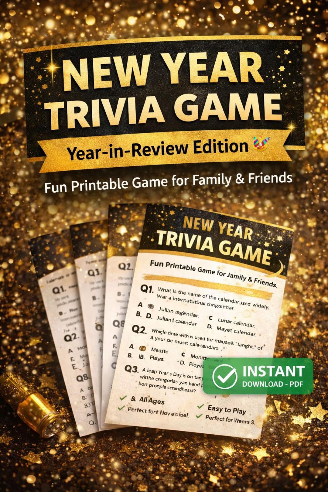 New Year Trivia Printable | Year in Review Family Game | Classroom ...