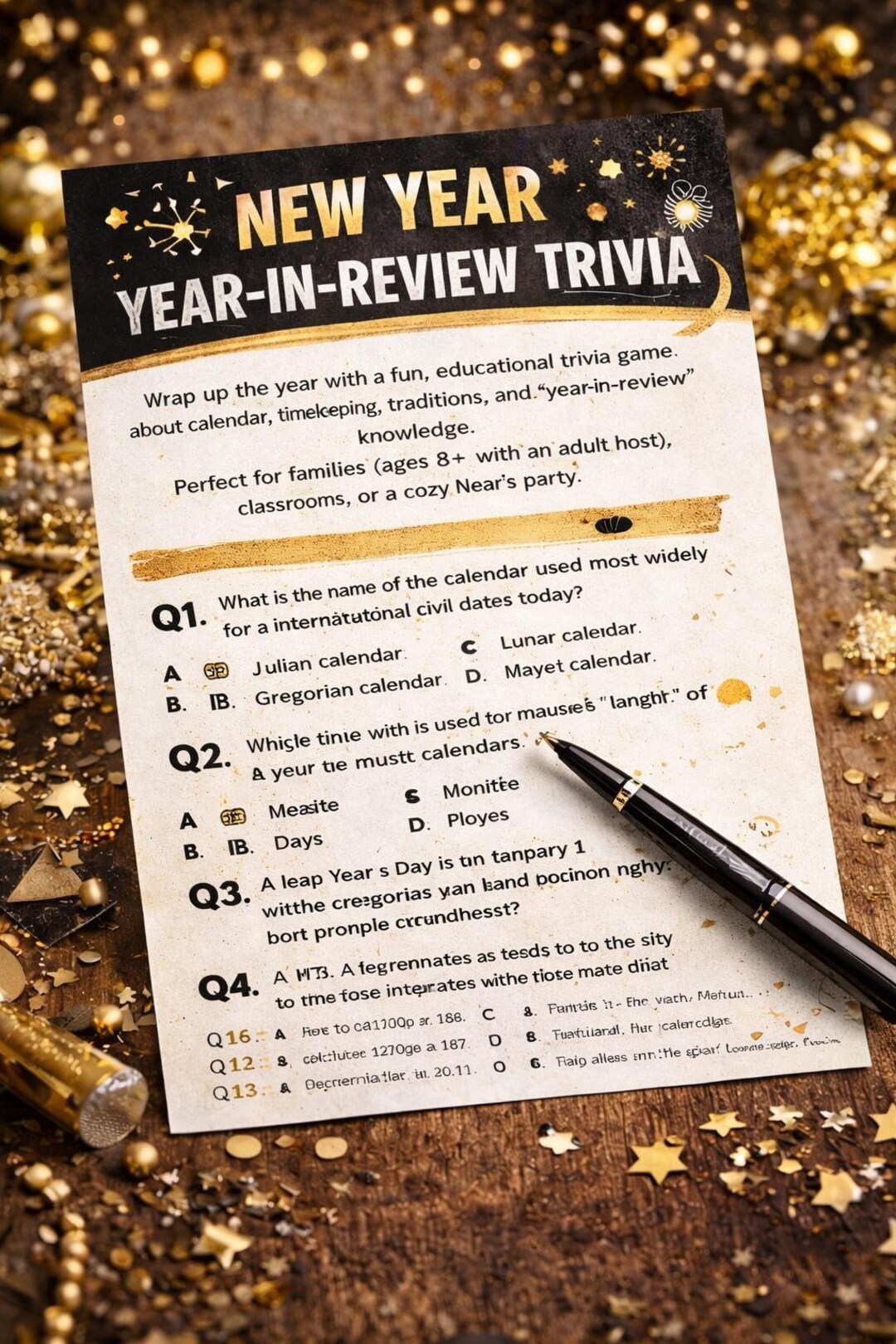 New Year Trivia Printable | Year in Review Family Game | Classroom ...