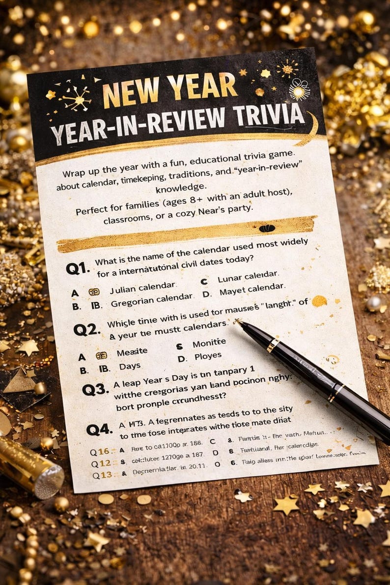 New Year Trivia Printable | Year in Review Family Game | Classroom ...