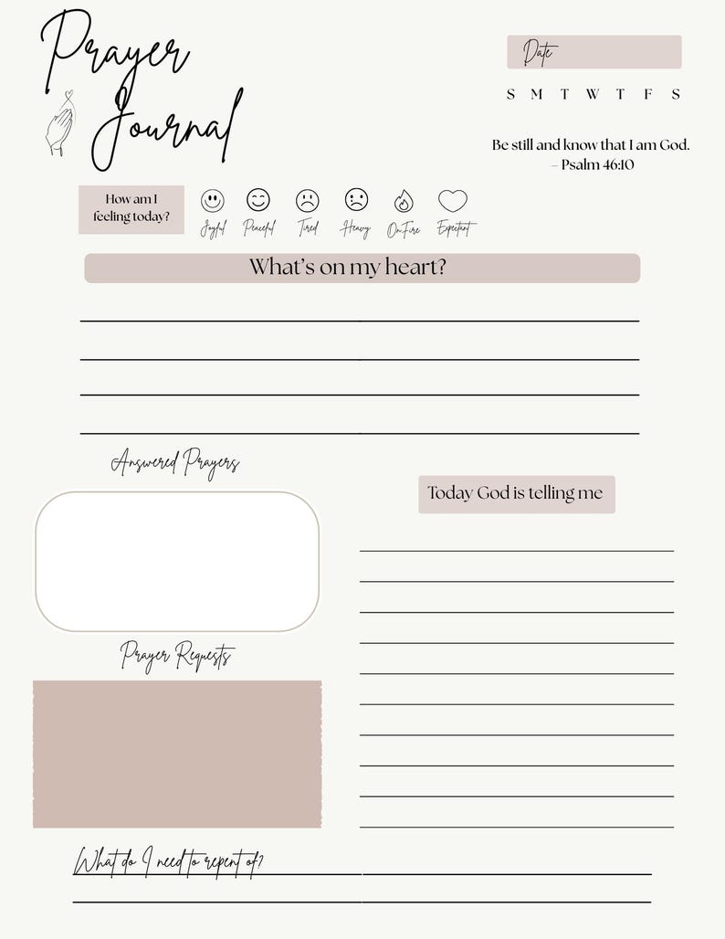 Printable Prayer Journal | Digital Christian Journal | Faith Planner ...