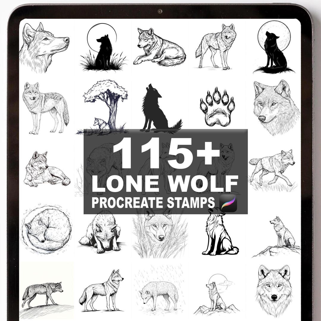 115+ Procreate Lone Wolf Brushes | Procreate Stamps | Instant Digital ...