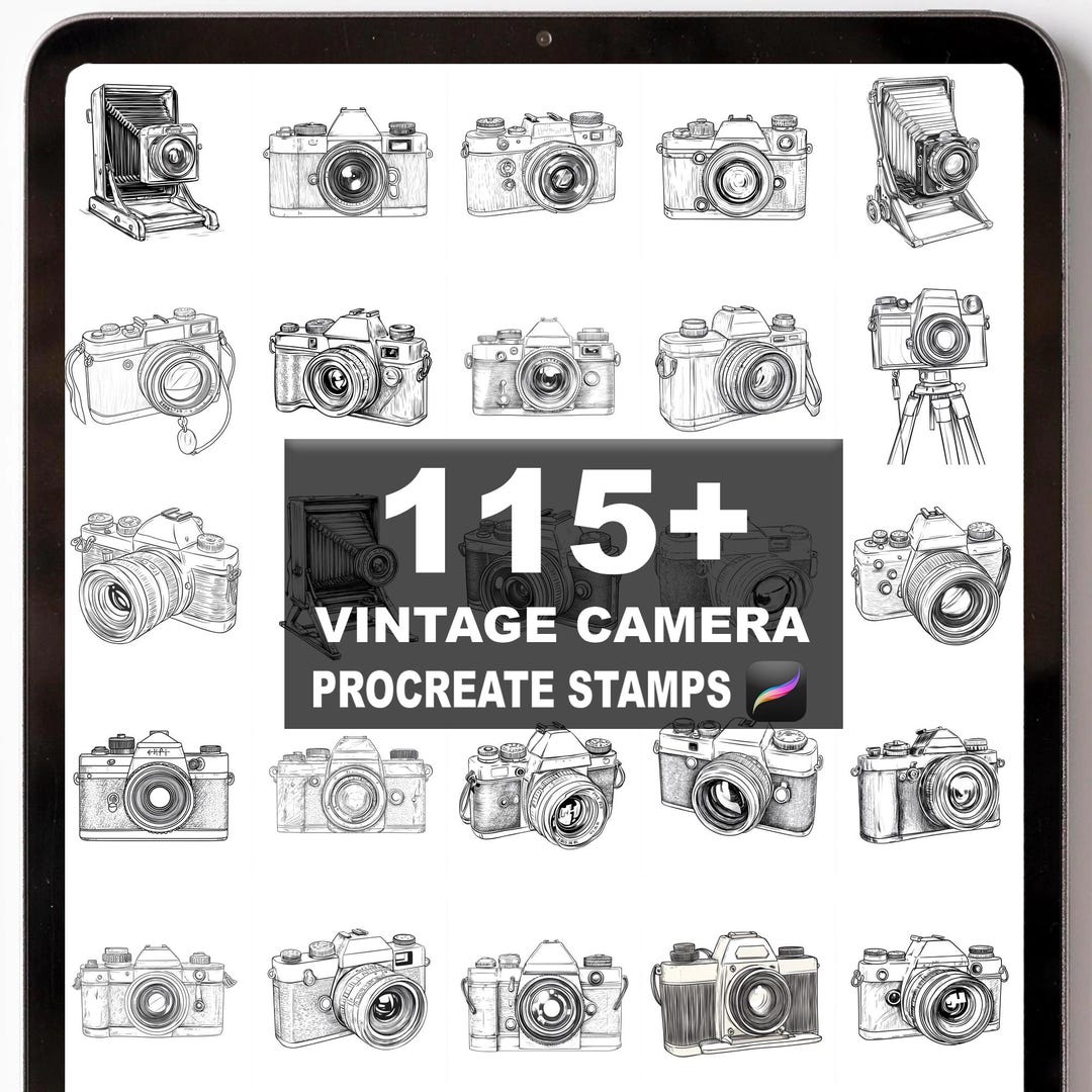 115+ Procreate Vintage Camera Brushes | Procreate Stamps | Instant ...
