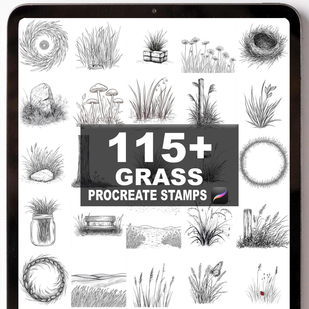 115+ Procreate Grass Brushes | Procreate Stamps | Instant Digital ...