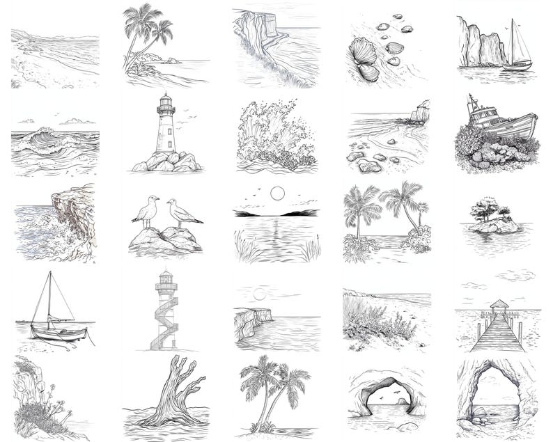 115+ Procreate Coastal Scenery Brushes | Procreate Stamps | Instant ...