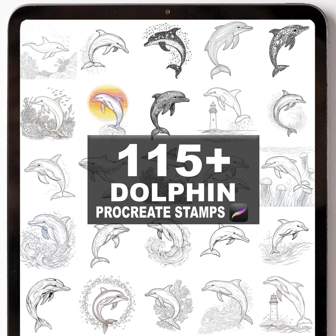 115+ Procreate Dolphin Brushes | Procreate Stamps | Instant Digital ...