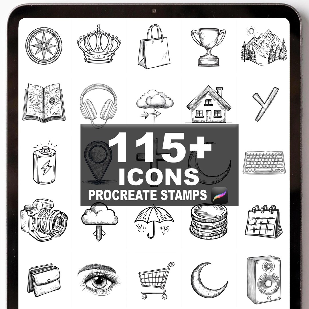 115+ Procreate Icons Brushes | Procreate Stamps | Instant Digital ...