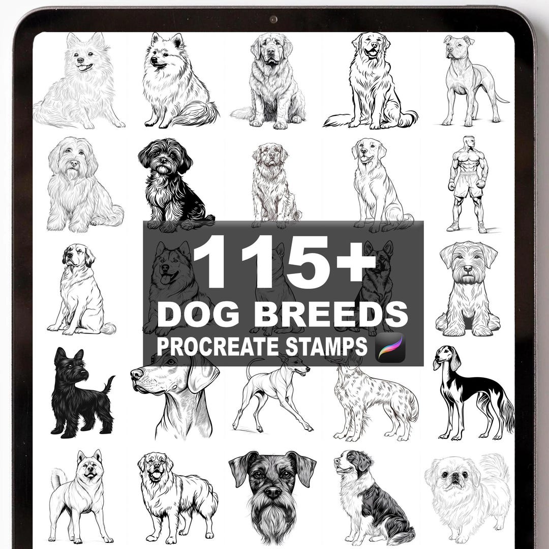 115+ Procreate Dog Breeds Brushes | Procreate Stamps | Instant Digital ...