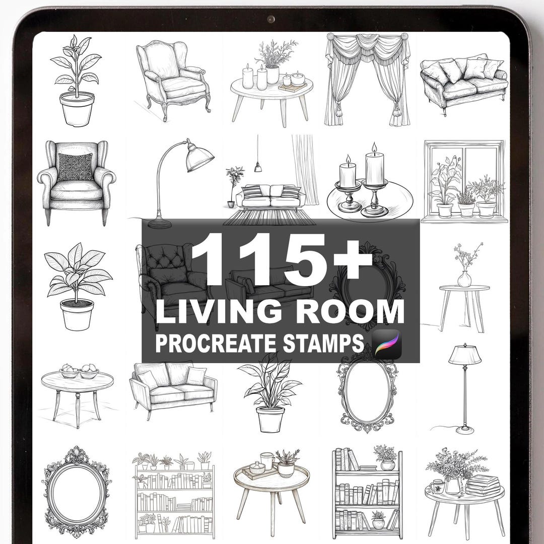 115+ Procreate Living Room Decor Brushes | Procreate Stamps | Instant ...