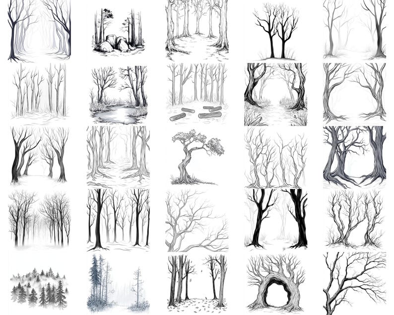 115+ Procreate Eerie Foggy Forest Brushes | Procreate Stamps | Instant ...