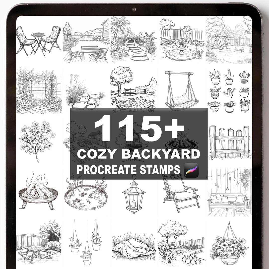 115+ Procreate Cozy Backyard Brushes | Procreate Stamps | Instant ...