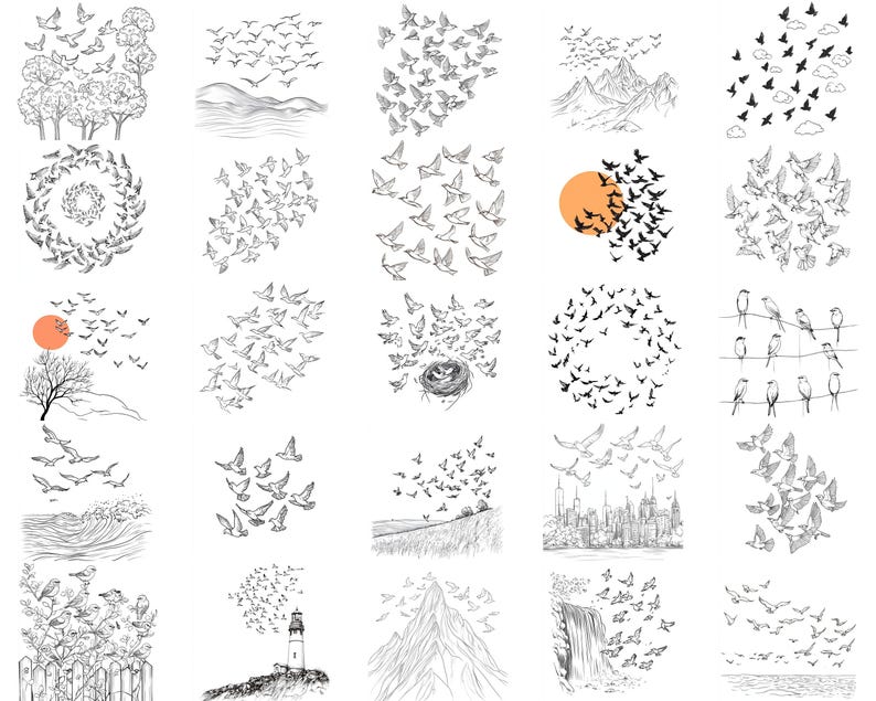115+ Procreate Birds Flock Brushes | Procreate Stamps | Instant Digital ...
