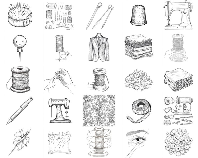 115+ Procreate Sewing Elements Brushes | Procreate Stamps | Instant ...