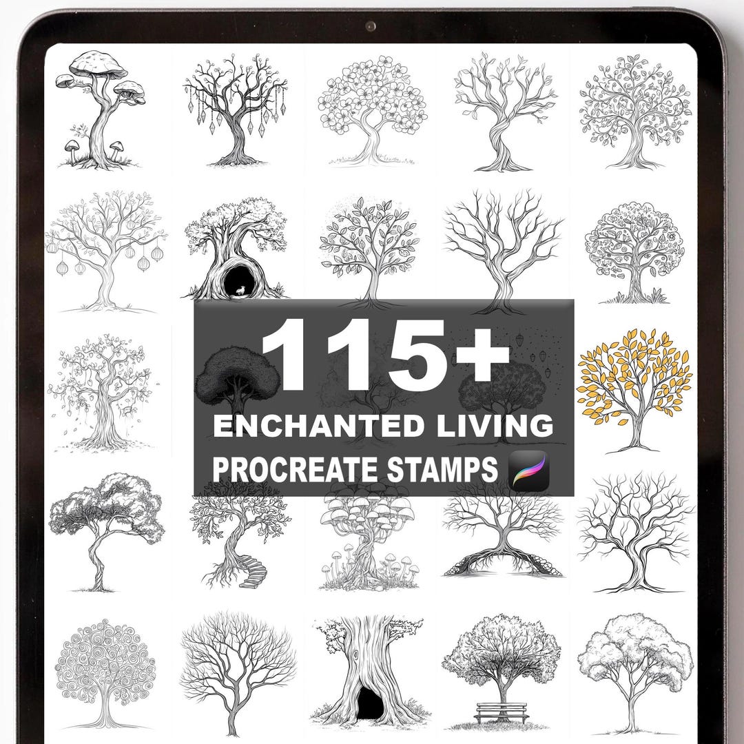 115+ Procreate Enchanted Living Trees Brushes | Procreate Stamps ...