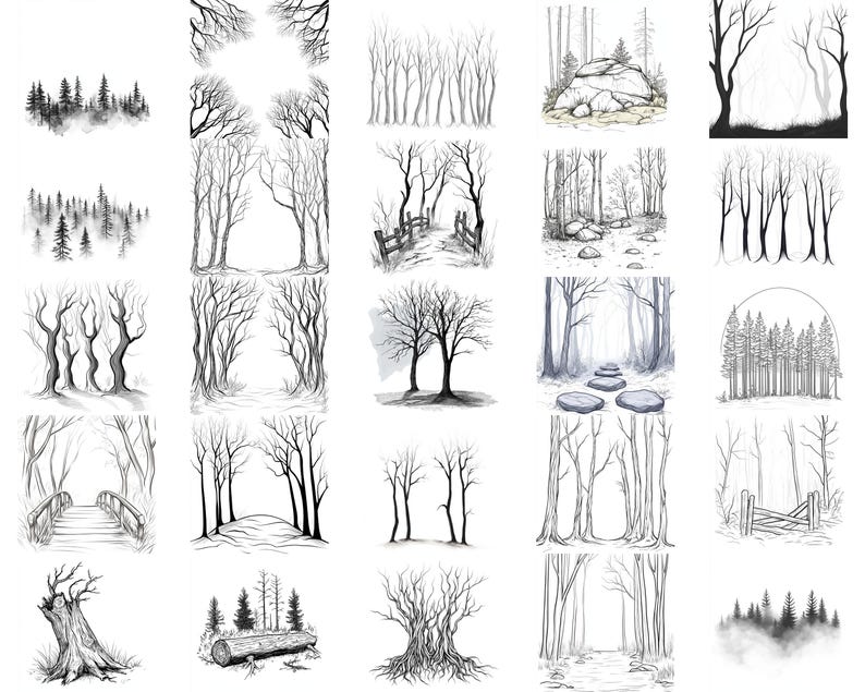 115+ Procreate Eerie Foggy Forest Brushes | Procreate Stamps | Instant ...
