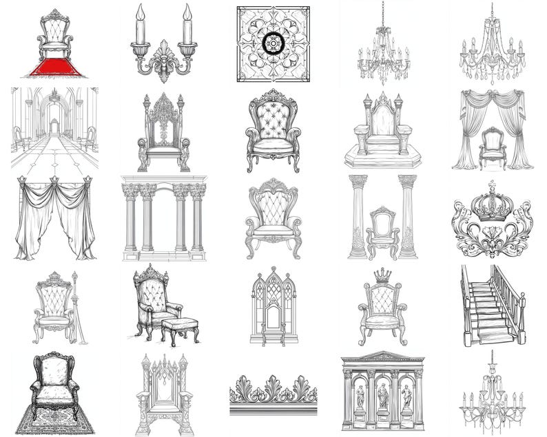 115+ Procreate Palace Throne Room Brushes | Procreate Stamps | Instant ...