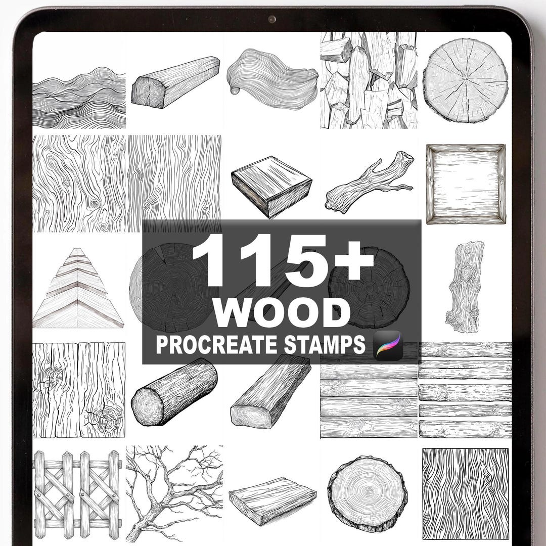 115+ Procreate Wood Brushes | Procreate Stamps | Instant Digital ...