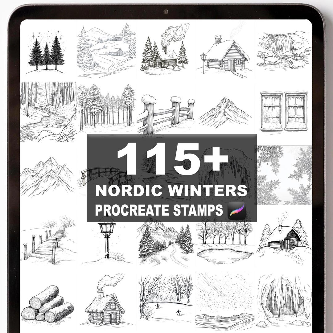115+ Procreate Nordic Winters Brushes | Procreate Stamps | Instant ...