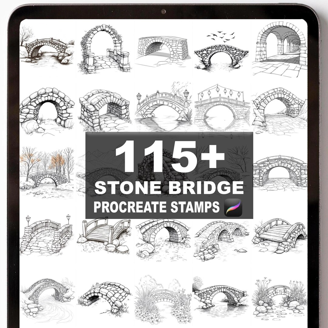 115+ Procreate Stone Bridge Brushes | Procreate Stamps | Instant ...