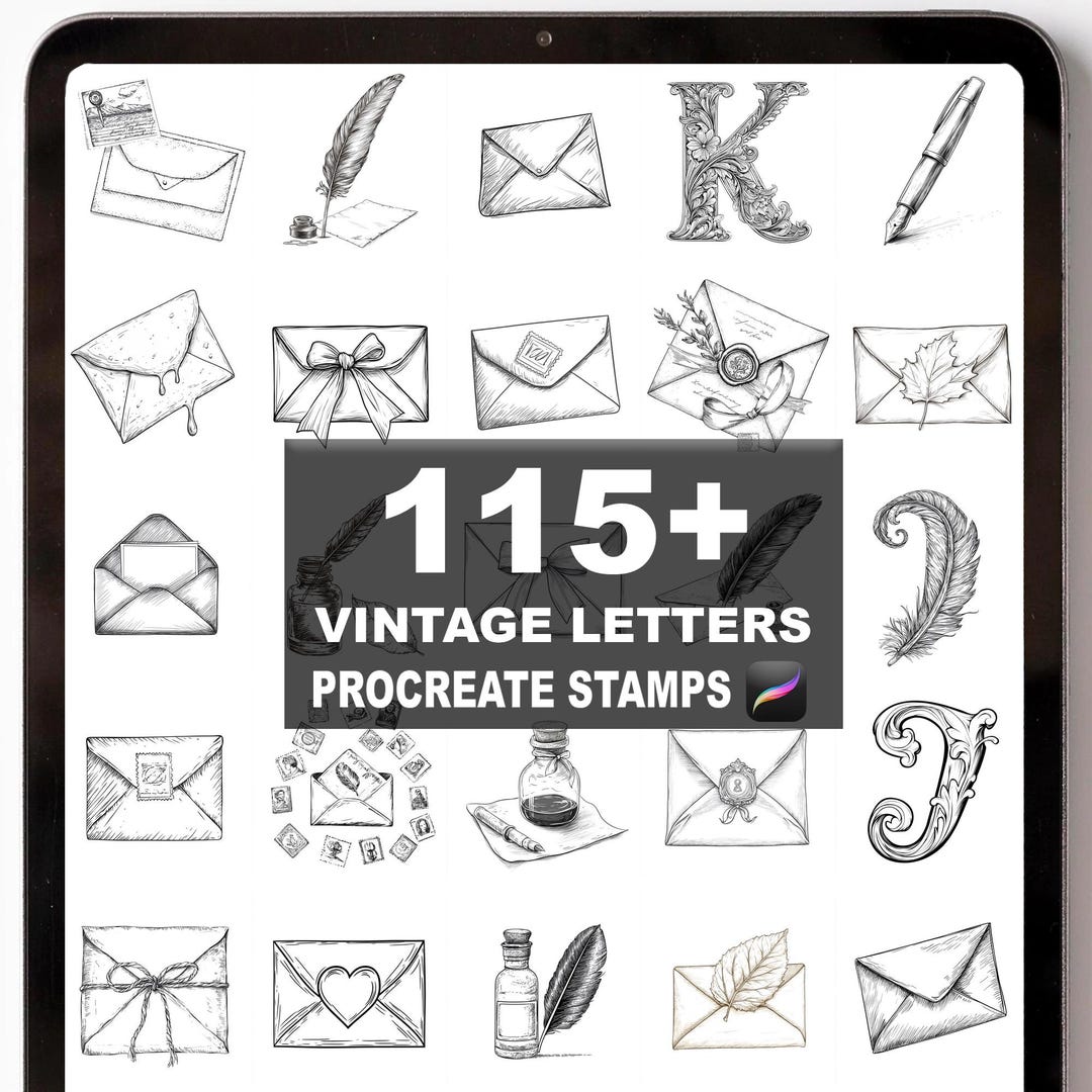 115+ Procreate Vintage Letters Brushes | Procreate Stamps | Instant ...