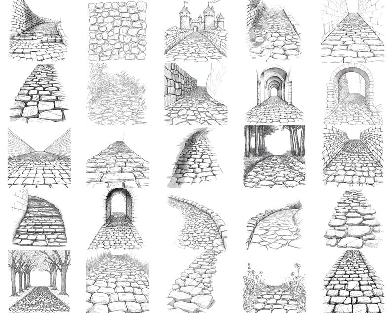115+ Procreate Cobblestone Pathway Brushes | Procreate Stamps | Instant ...